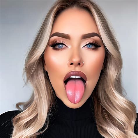 Premium Photo Woman Showing Tongue