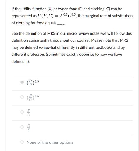 [solved] If The Utility Function U Between Food F And