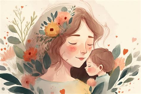 손으로 그린 어머니의 날 그래픽 일러스트 배너 템플릿 복사 공간 배경 수채화 스타일 프리미엄 사진 손으로 그린 어머니의 날 그래픽 일러스트 배너 템플릿 복사 공간 배경 수채화 스타일 프리미엄 사진