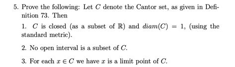 solved 5 prove the following let c denote the cantor set