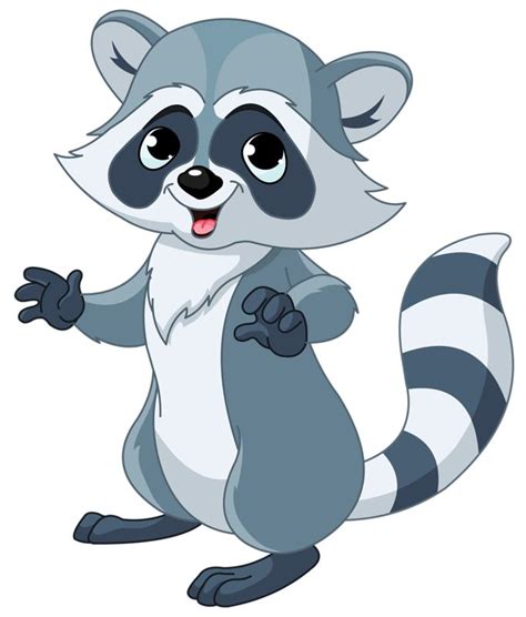 Shy Smiling Gray Raccoon Cartoon Character Disegni Magliette