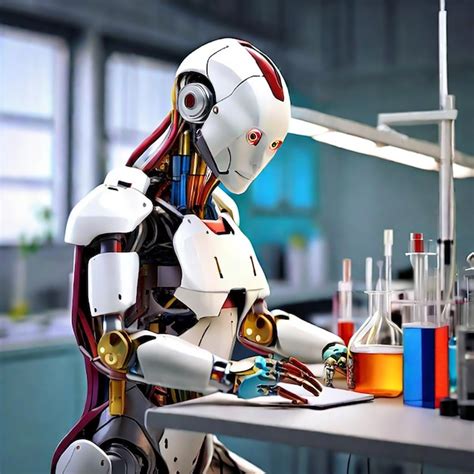 Premium Ai Image Humanoid Robot Working In Laboratory Generated By Ai