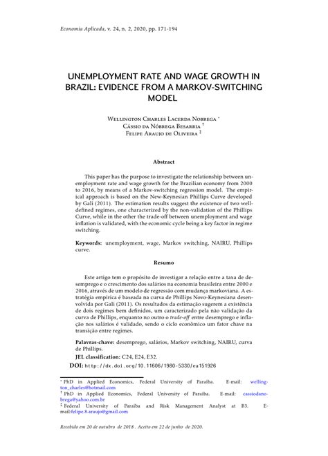 Pdf Unemployment Rate And Wage Growth In Brazil Evidence From A
