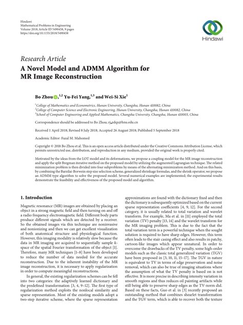 pdf a novel model and admm algorithm for mr image reconstruction