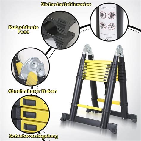 Telescoopladder Aluminium 5m Vouwladder Uittrekbare Ladder Draagtas