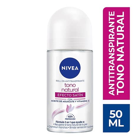 Desodorante Nivea Tono Natural Efecto Satín Roll On Para Mujer 50ml