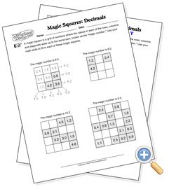 Decimal Magic Squares Worksheets Library