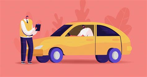 강사와 함께 학교에서 운전 면허증을 위한 남성 캐릭터 합격 시험 학습자는 클립보드에 교사와 함께 자동차를 운전합니다 학생 연구는 도로에서 자동차를 운전합니다 만화