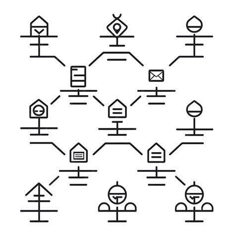 a set of hierarchy icons illustrating organizational structures with layered levels flowcharts