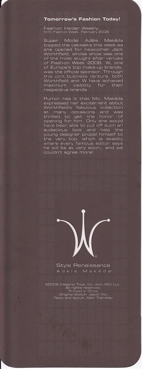 Royalty Girl 2006 Fashion Royalty Style Renaissance Adèle Makéda