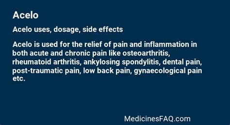Acelo Uses Dosage Side Effects Food Interaction And Faq