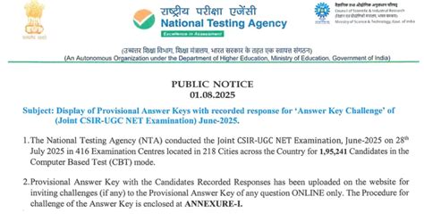 Csir Net Answer Key 2025 Out Download Response Sheet