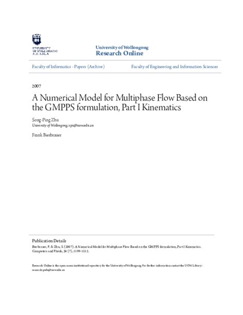 Pdf A Numerical Model For Multiphase Flow Based On The Gmpps Formulation Part I Kinematics