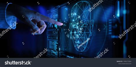 Hand Touching Ui Unlocking Face Identification Foto Stok Shutterstock