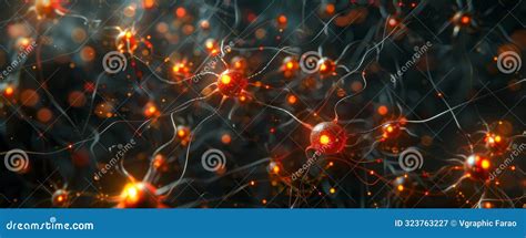 Neurons With Glowing Connections In A Network Close Up View Neural