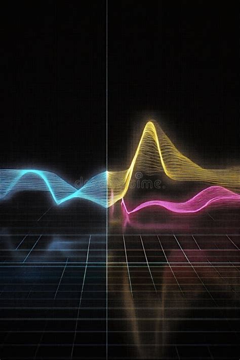 A Digital Visualization Of Three Waveforms In A Dark Environment The