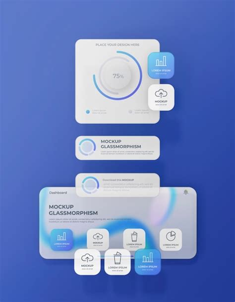 Premium Psd Smartphone Interface Buttons In Glassmorphism Style