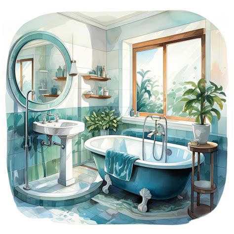Premium Ai Image Vector Illustration Of A Bathroom