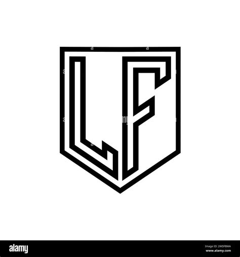 Lf Letter Logo Monogram Shield Geometric Line Inside Shield Isolated Style Design Template Stock