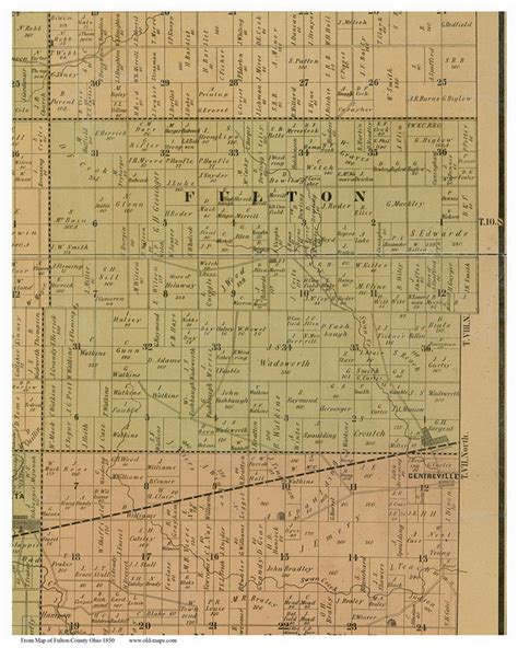 Fulton Ohio 1850 Old Town Map Custom Print Fulton Co Old Maps