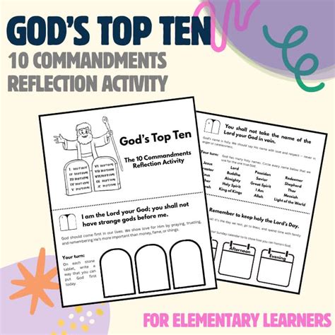 Gods Top Ten 10 Commandments Reflection Activity Book Ccd Religious