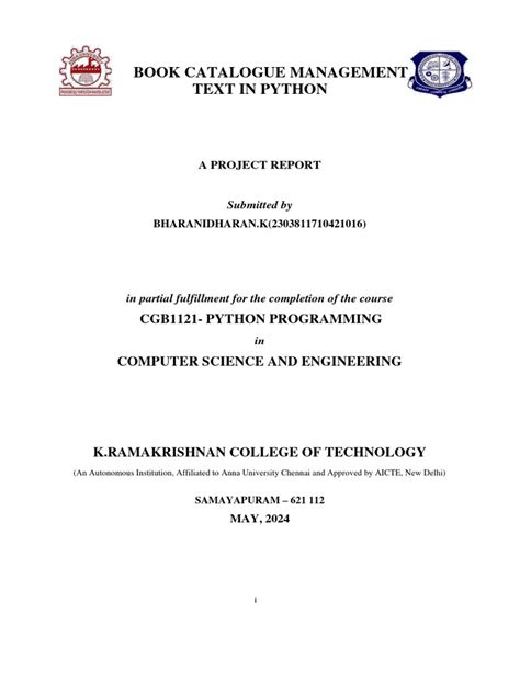 2303811710421016 bharanidharan k python project pdf python