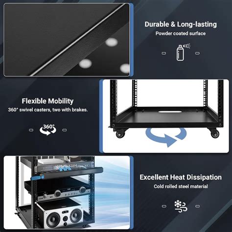 15u Server Rack Open Frame Network Server Rack Av Rack With Casters An