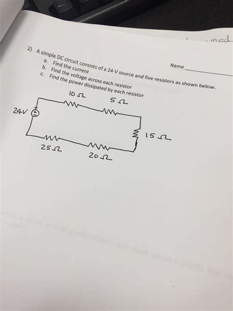 solved a simple dc circuit consists of a 24 v source and