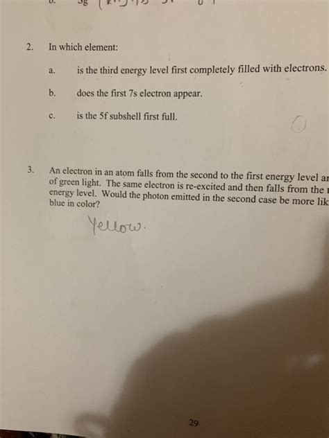 Solved In Which Element 2 Is The Third Energy Level First