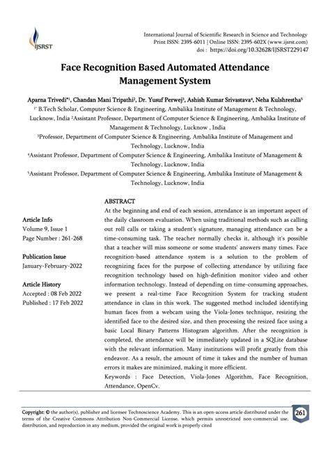 Pdf Face Recognition Based Automated Attendance Management System