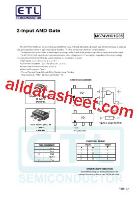 MC74VHC1G08 Datasheet PDF E Tech Electronics LTD