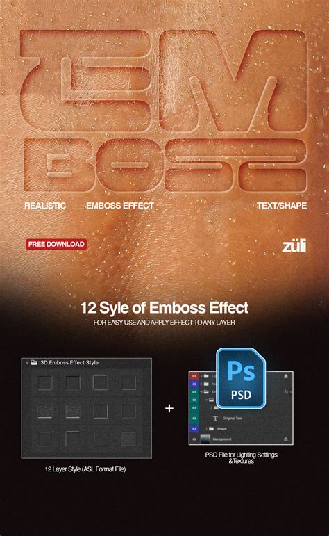 Free Realistic 3d Emboss Effect Behance