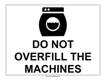 Printable Overfill Washing Machine Sign