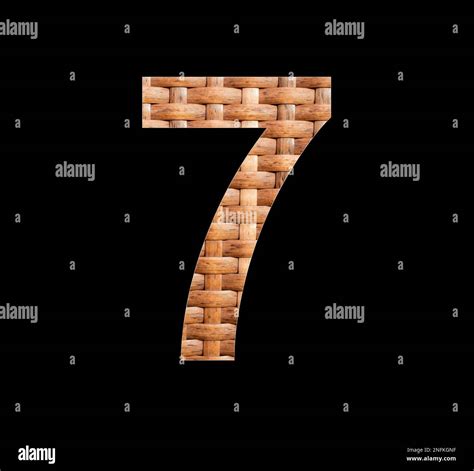 number 7 symmetrically intertwined natural rattan background stock