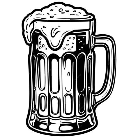 Bierbecher Zeichnung Umriss Cartoon Linie Vektorgravur Mit Durchsichtigem Hintergrund