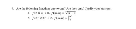 Solved 4 Are The Following Functions One To One Are They