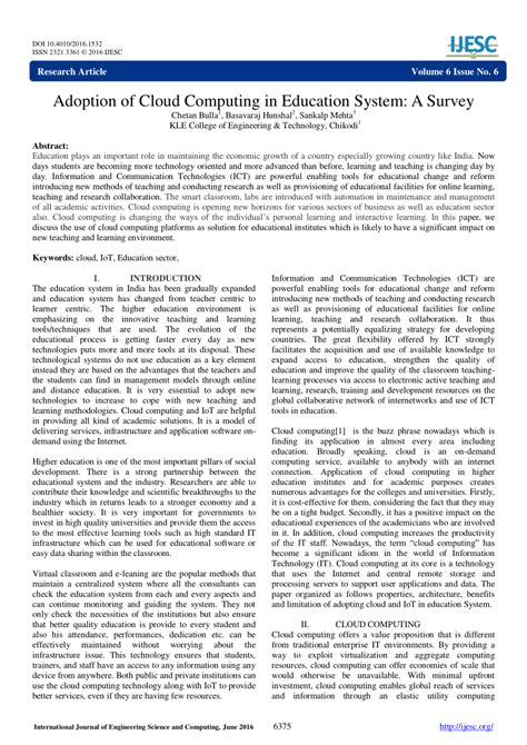 Pdf Adoption Of Cloud Computing In Education System A Survey