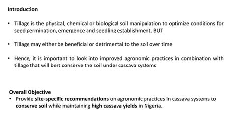 Evaluation Of Agronomic Practices On Growth Yield Of Cassava And Some