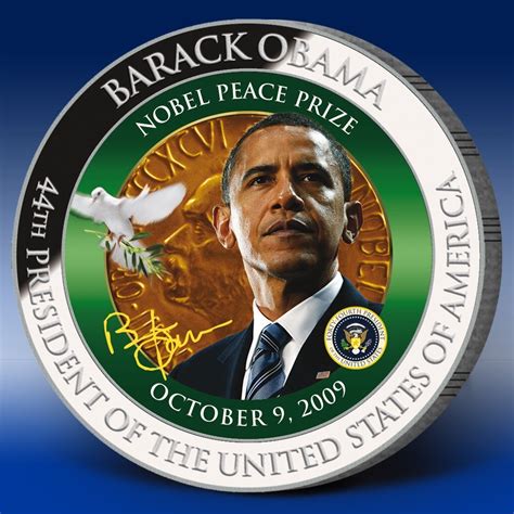 Barack Obamas Nobel Peace Prize Commemorative Color Coin 2009 Wcoa Ebay