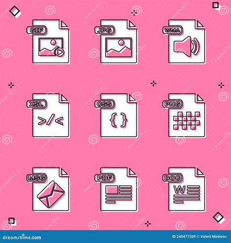 set file document wma xsl css png msg and pdf icon