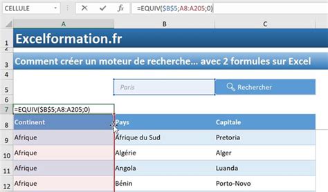 Comment créer un moteur de recherche avec deux formules et sans VBA sur Excel Excel formation