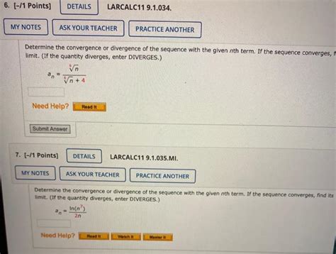 Solved 6 [ 1 Points] Details Larcalc11 9 1 034 My Notes