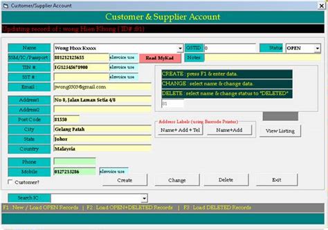 Compulsory Name IC TIN Address City State Country