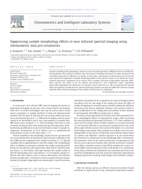 Pdf Suppressing Sample Morphology Effects In Near Infrared Spectral Imaging Using Chemometric