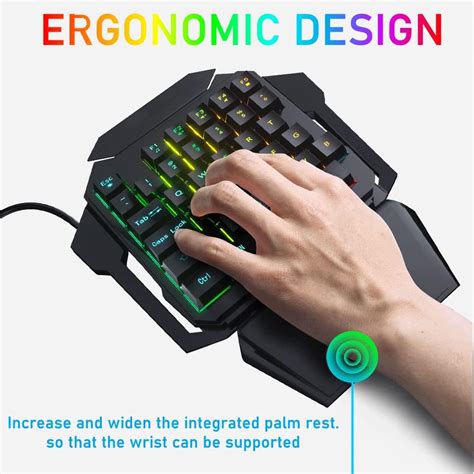 Buy One Handed Rgb Gaming Keyboard And Mouse Combo 35 Keys Portable