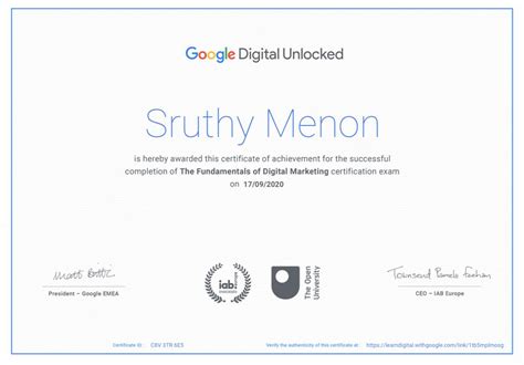 Sruthy Menon On Linkedin Successfully Completed The Fundamentals Of Digital Marketing Course