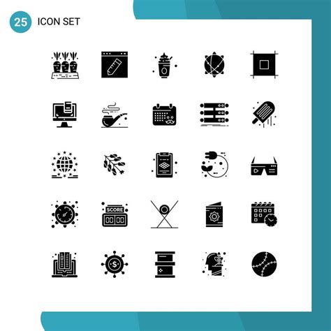 25 Universal Solid Glyph Signs Symbols of world globe education computing sweet Editable Vector ...
