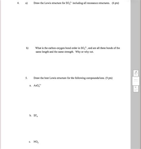 4 a draw the lewis structure for so3 2 including all resonance