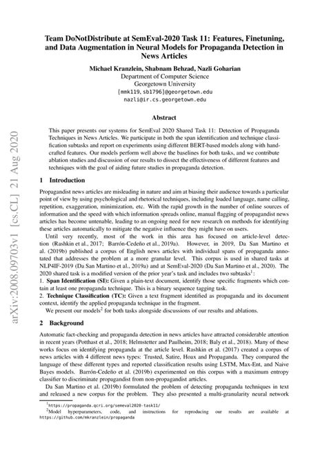 Team DoNotDistribute At SemEval Task Features Finetuning And Data Augmentation In