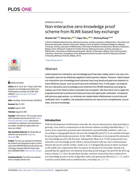 pdf non interactive zero knowledge proof scheme from rlwe based key
